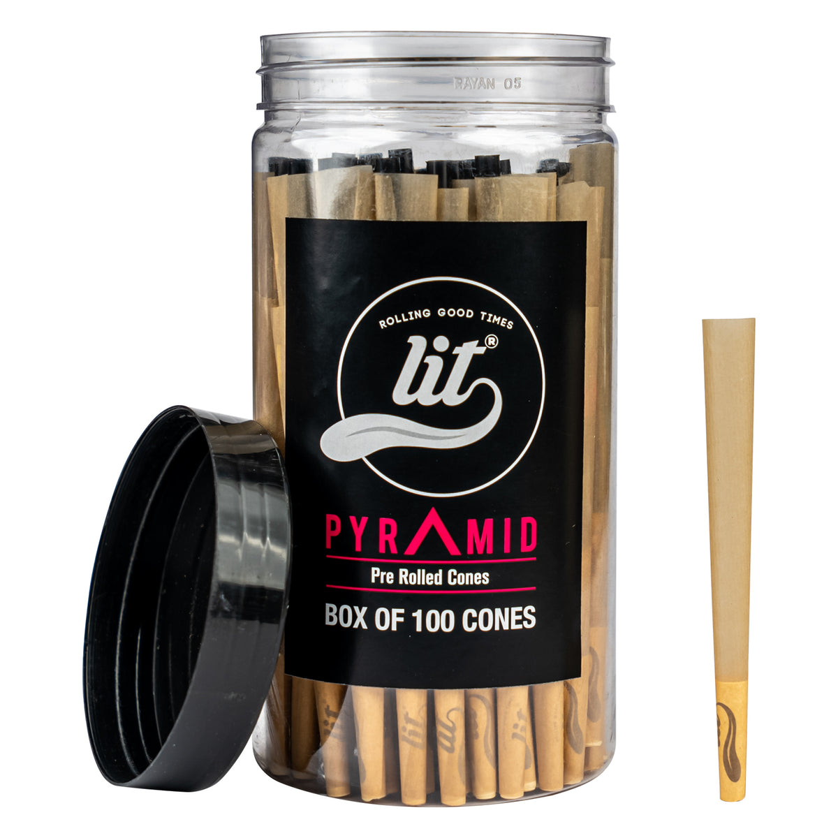 LITAF Cone Jar Brown-100 Pre-Rolled Cones – Lit